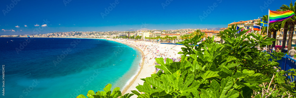 Beach promenade in old city center of Nice, French riviera, France ...
