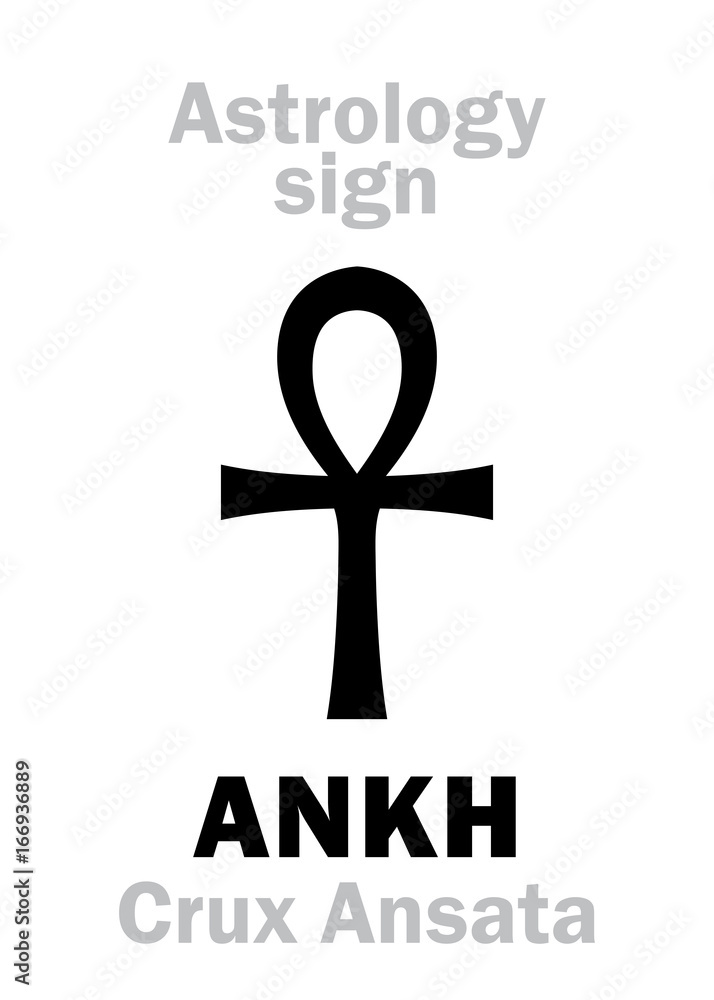 Astrology Alphabet: ANKH key (Crux Ansata). Hieroglyphics character ...