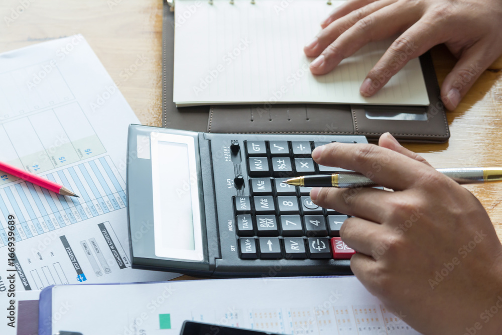 Business and finance concept of office working, Businessman using ...