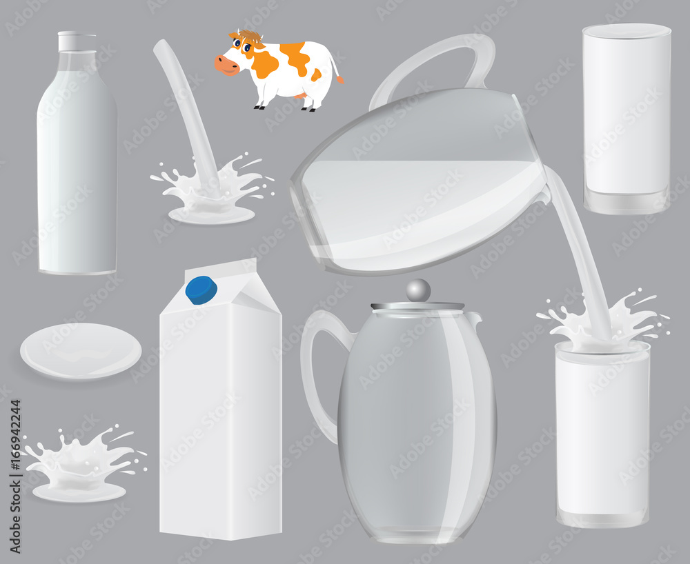 Milk.Drops seamless pattern. Natural dairy products. 3d vector object ...