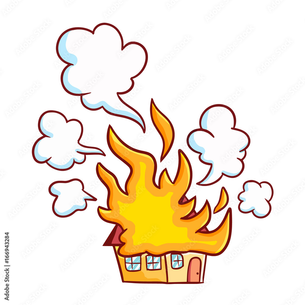 Funny Cartoon Burning Building