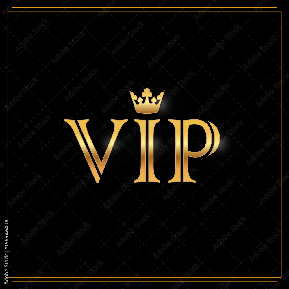 VIP logo abstract quilted background, diamonds and golden letters with ...