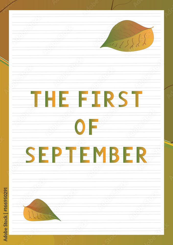 School desk background with text The first of september. Stock Vector ...