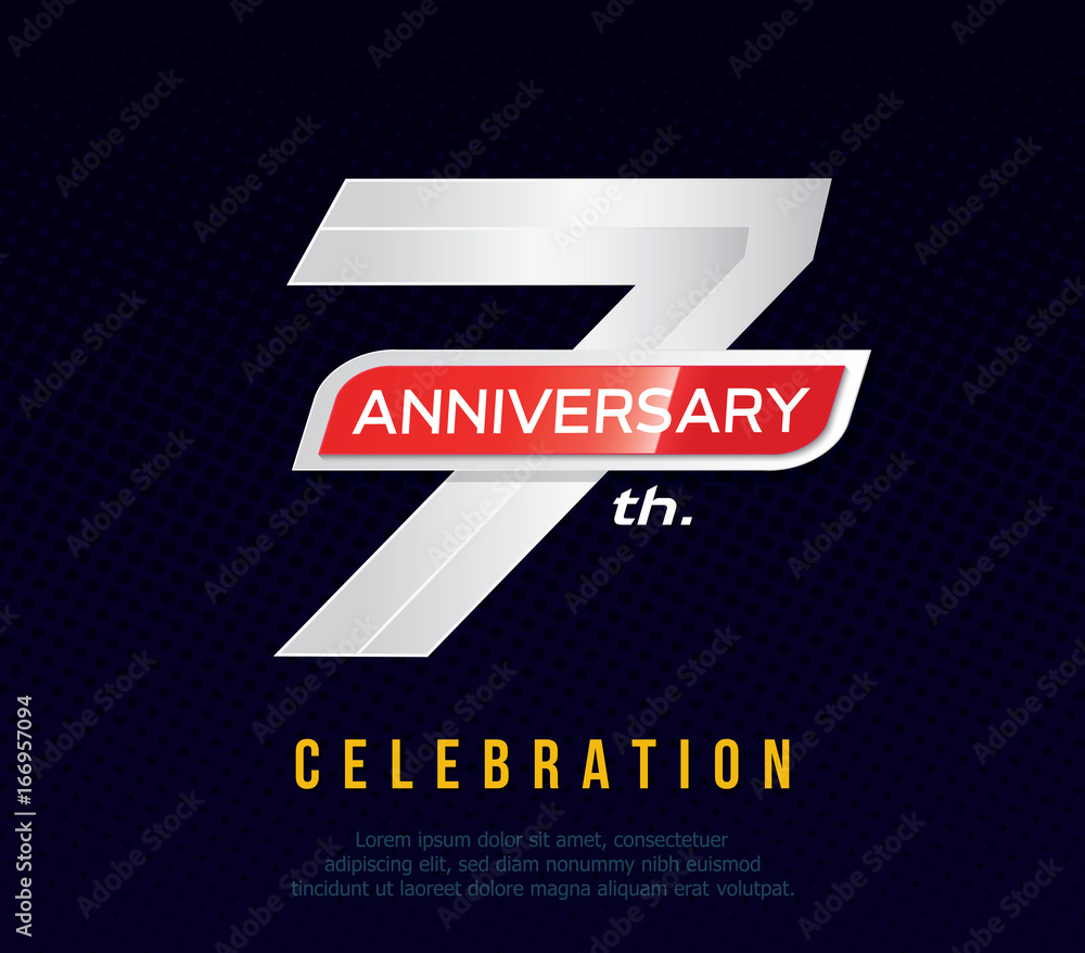 7 years anniversary invitation card, celebration template design, 7th ...
