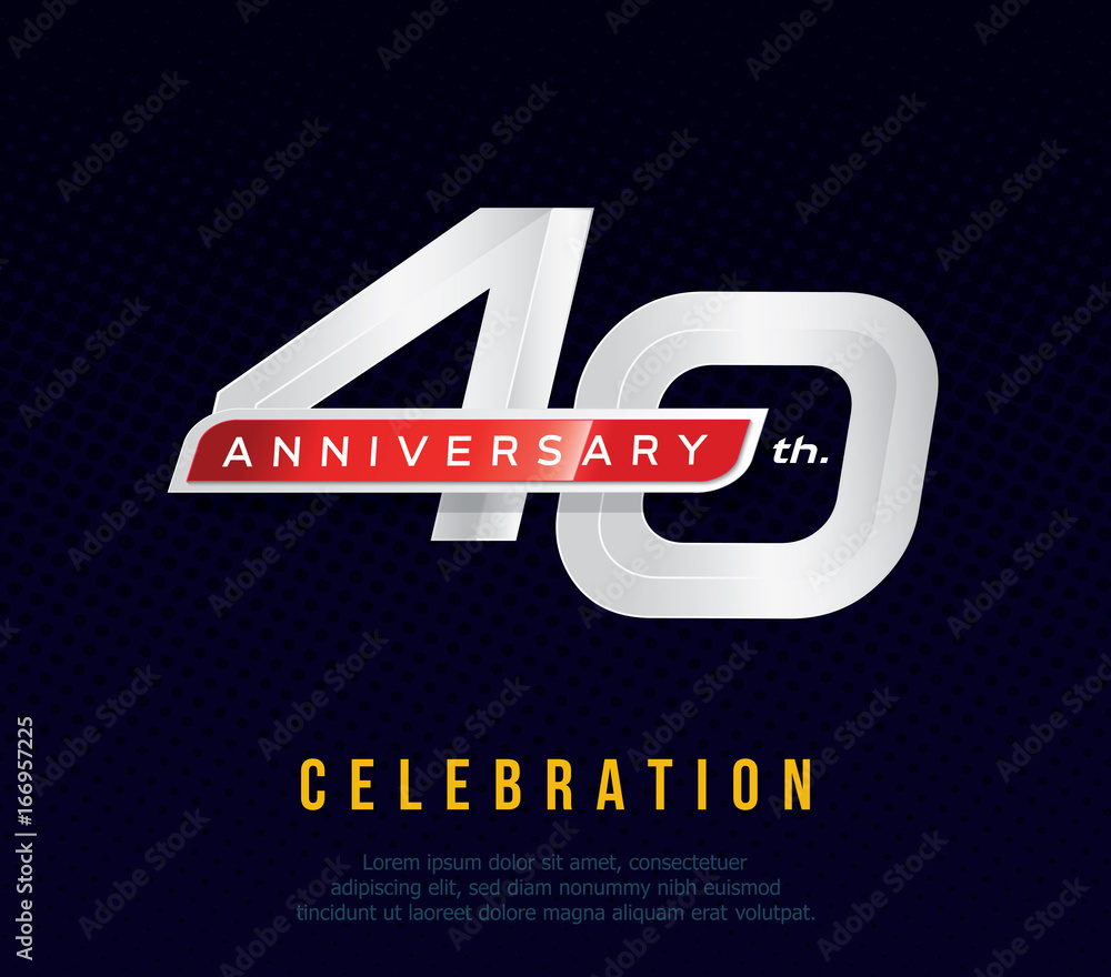 40 years anniversary invitation card, celebration template design, 40th ...