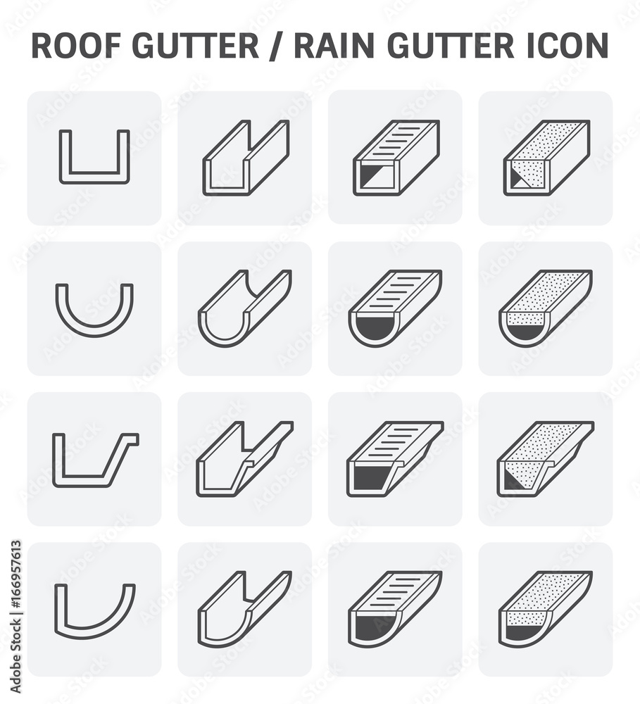 Roof gutter for drainage system vector icon set design. Stock Vector ...