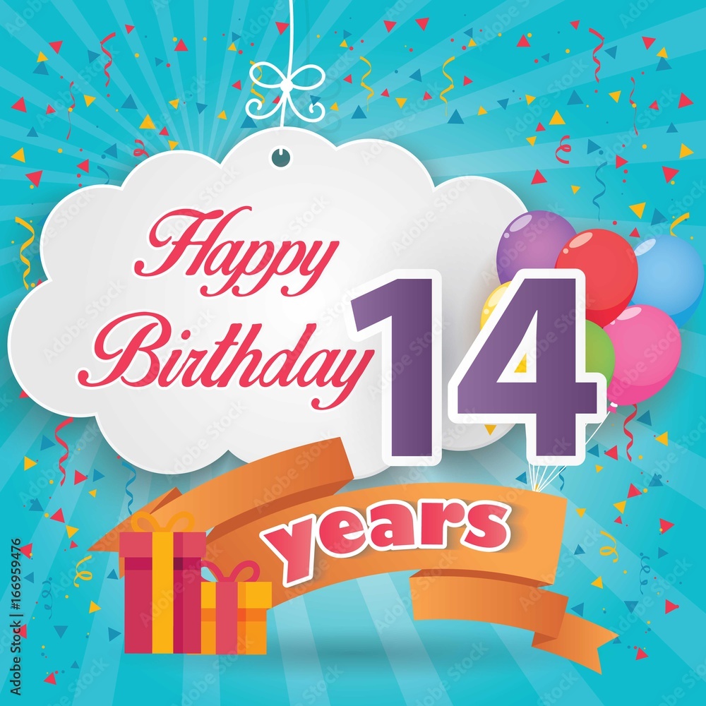 14 th birthday celebration greeting card origami paper art design ...