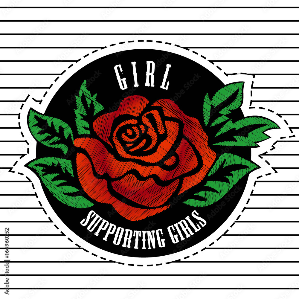 Girl Supporting Slogan Fashion patches, badges Exclusive girl Gang Rose ...