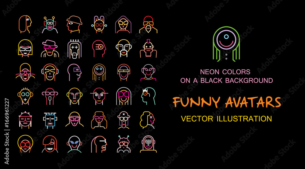 Set of Funny vector avatars Stock Vector | Adobe Stock