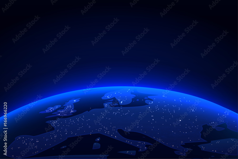 Planet Earth with a spectacular light. Blue globe earth and light ...