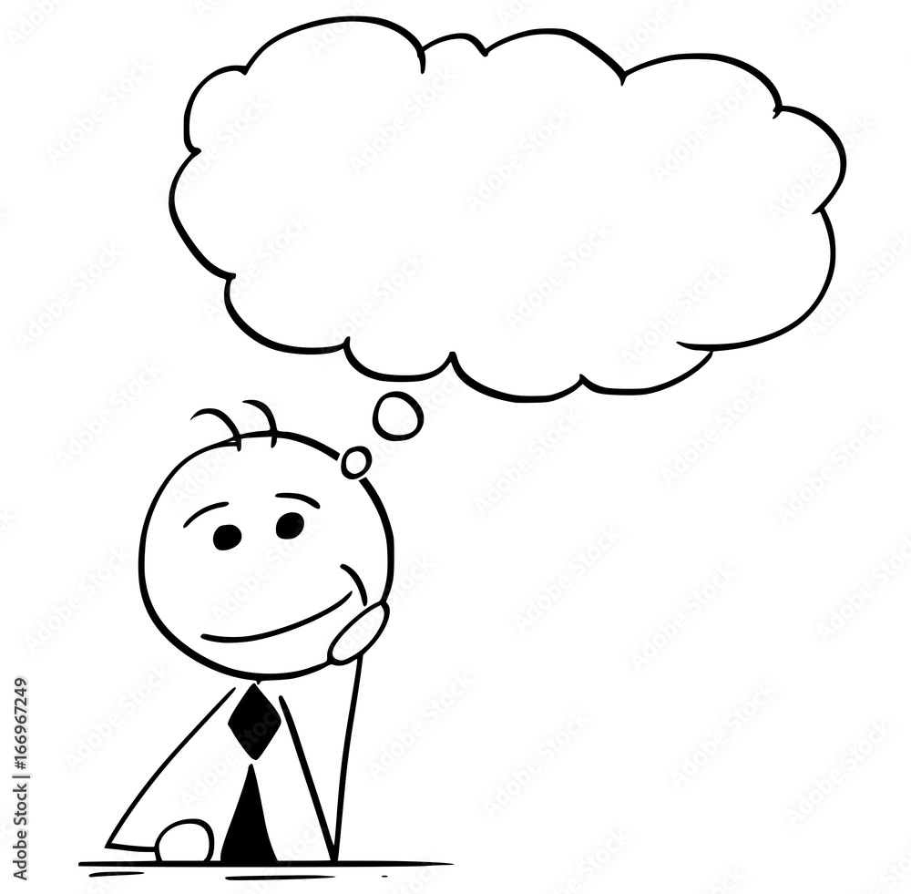 Cartoon Person With Thinking Bubble