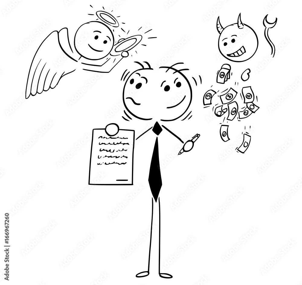 Cartoon Illustration of Businessman or Salesman Offering Contract and ...