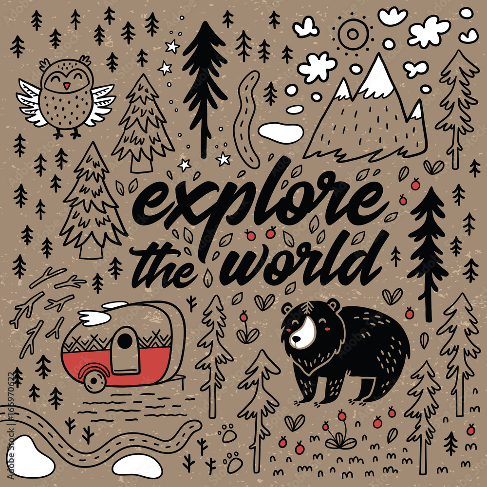 Explore the world cartoon map. Comic vector card Stock Vector | Adobe Stock