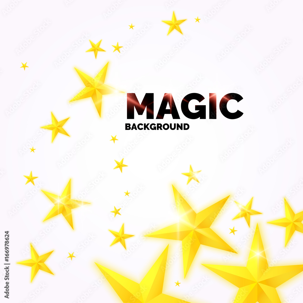 Bright poster and background with yellow stars. A template to place ...