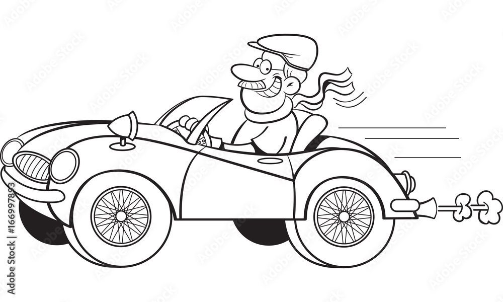 Sports Car Black And White Clipart