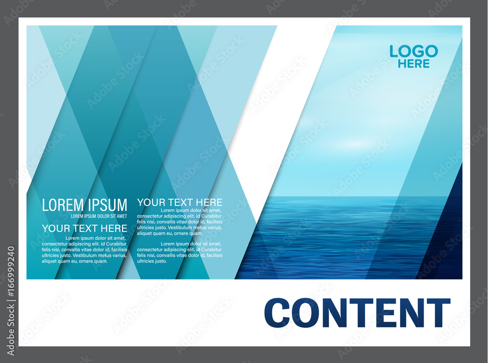 Seascape and blue sky presentation layout design template background ...