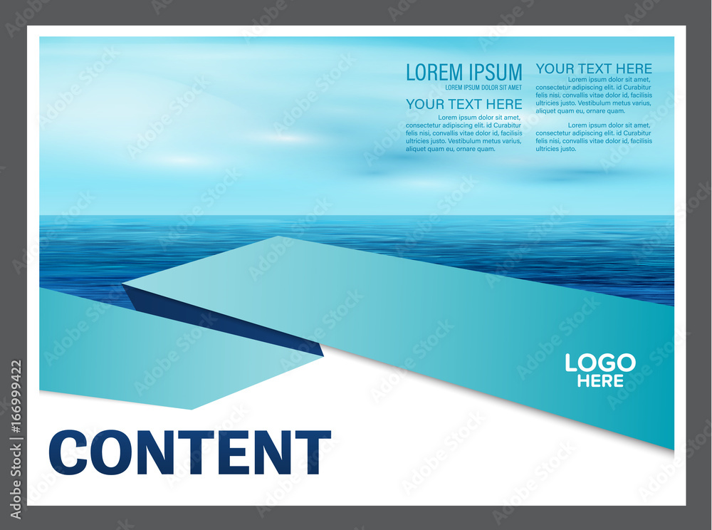 Seascape and blue sky presentation layout design template background ...