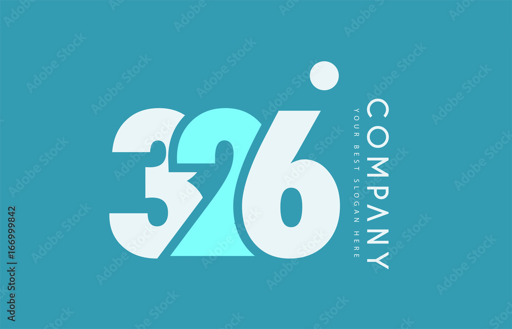 number 326 blue white cyan logo icon design wall mural wallpaper ...