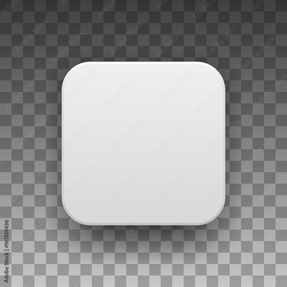 White abstract app icon, blank button template with realistic shadow ...