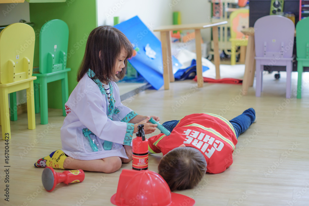 kids preschool kindergarten in an action of pretending on the future of ...