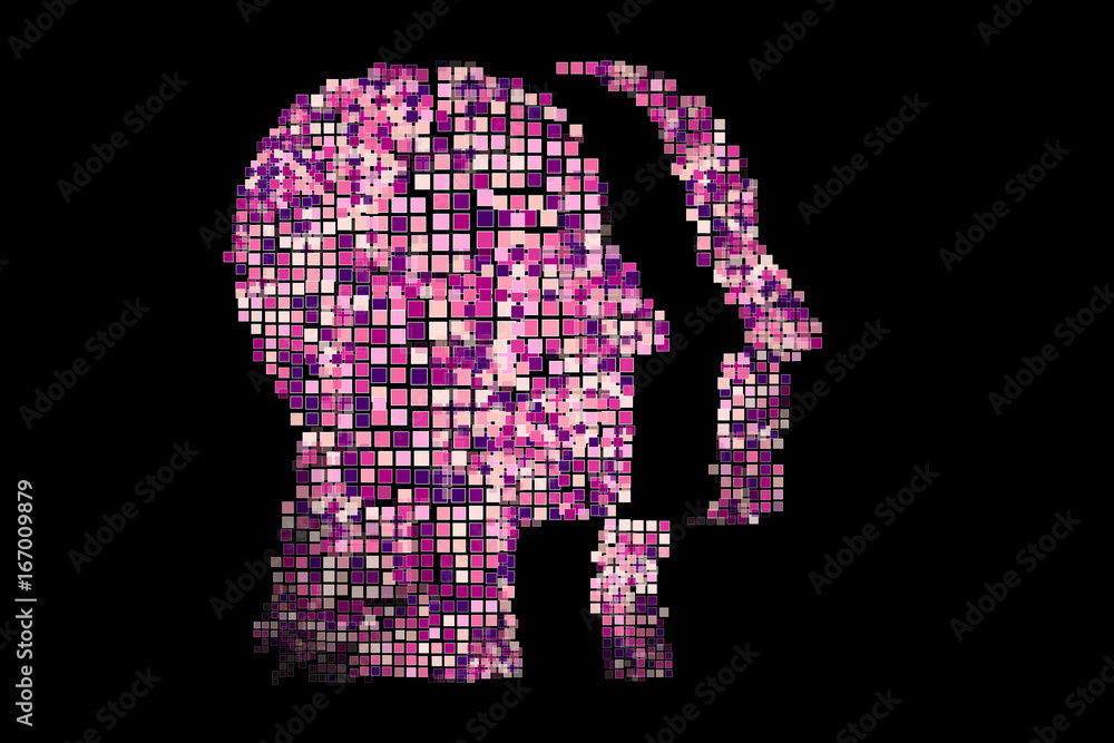 Generative human head shape background. Vector illustration. Concept of ...