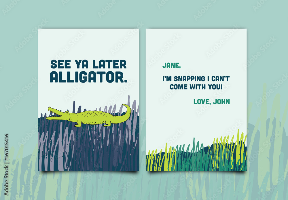 See Ya Later Alligator Greeting Card Layout 1 Stock Template | Adobe Stock