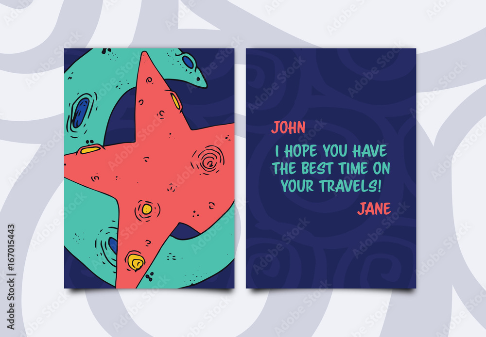 Moon and Stars Greeting Card Layout 1 Stock Template | Adobe Stock