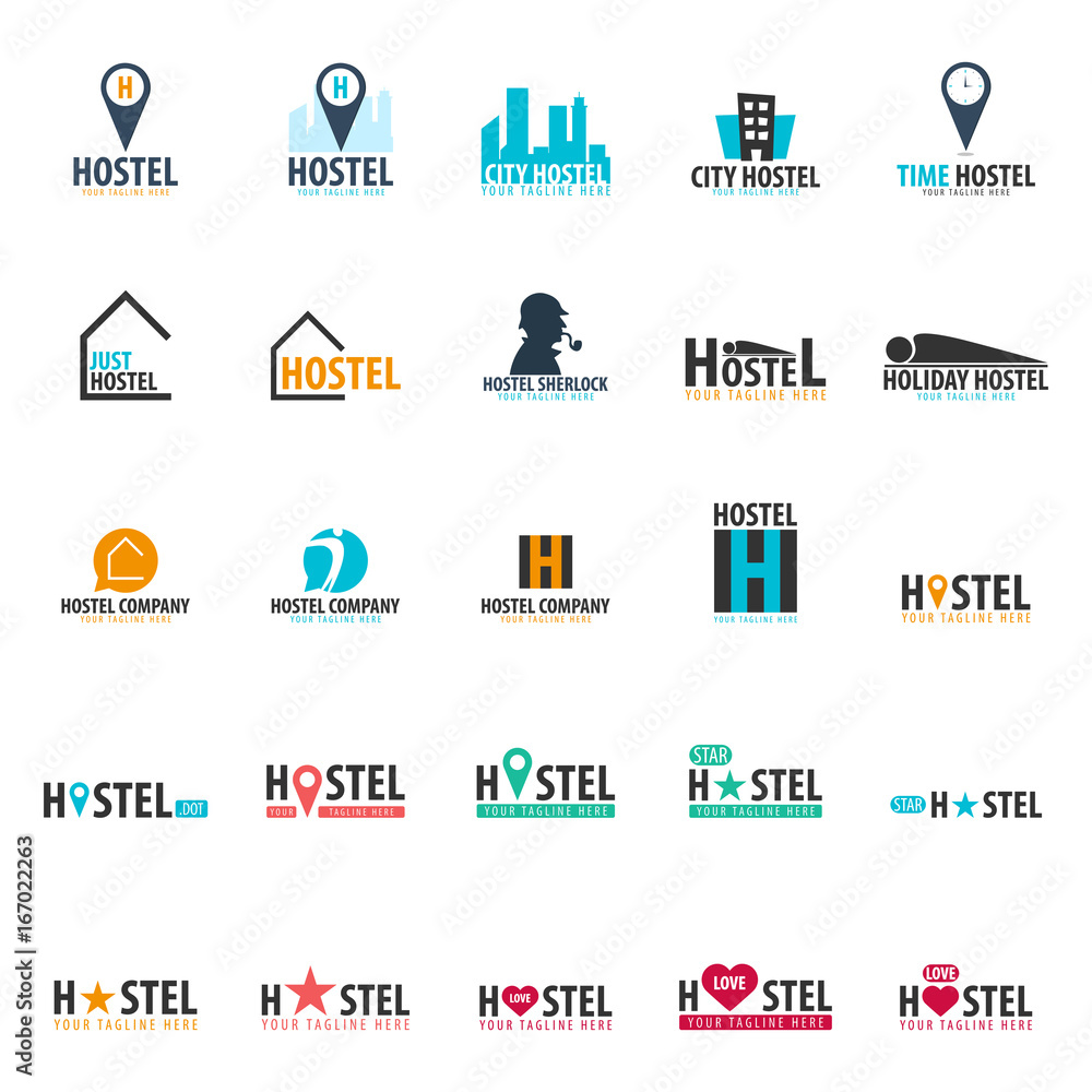 Hostel logo. Hotel logo. Travel rest place. Vector illustration. Stock ...