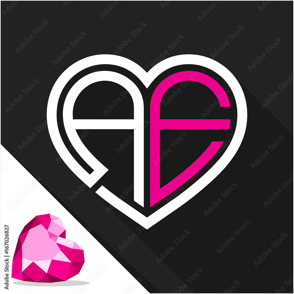 Icon logo heart shape with combination of initials letter A & E Stock ...