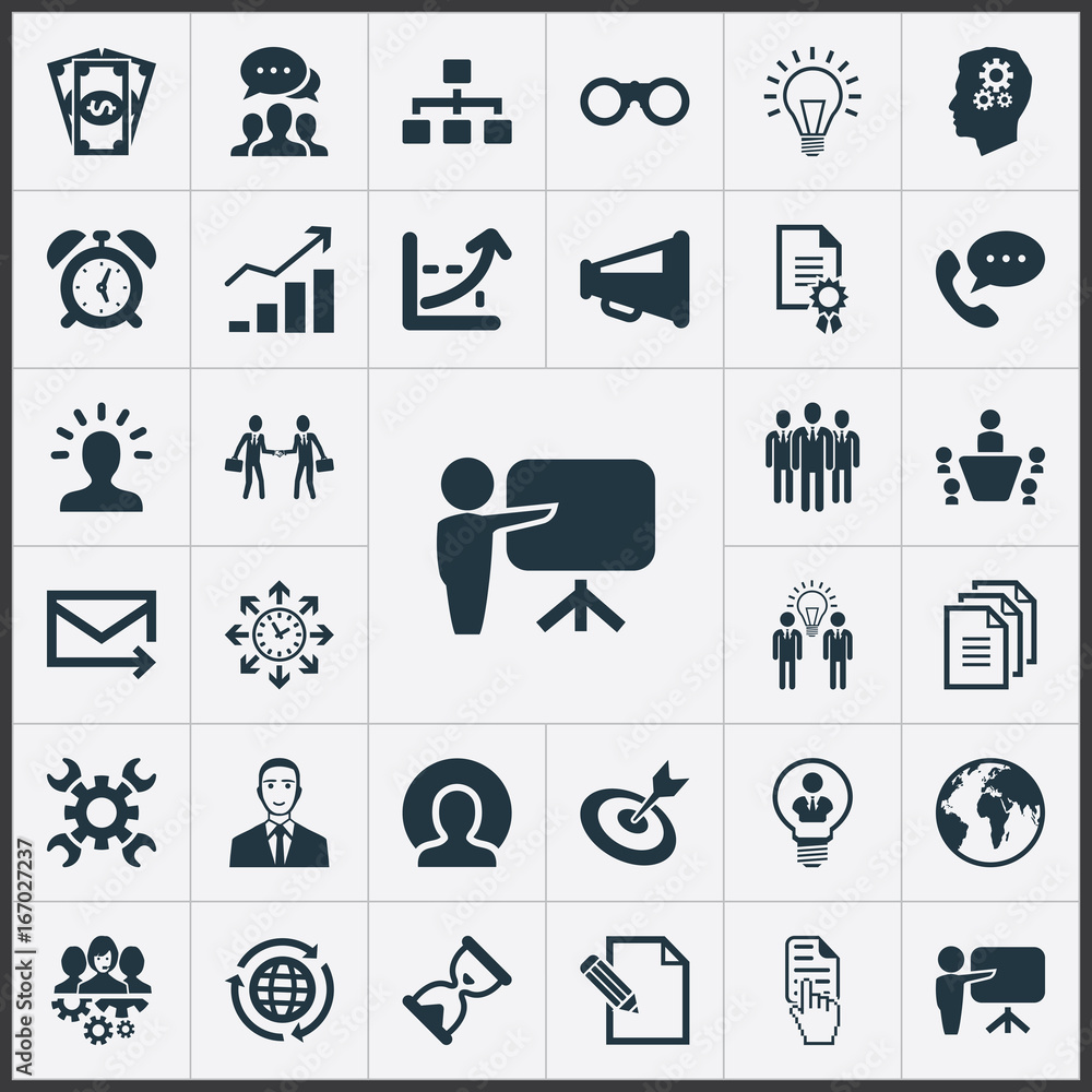 Vector Illustration Set Of Simple Strategy Icons. Elements Increase ...
