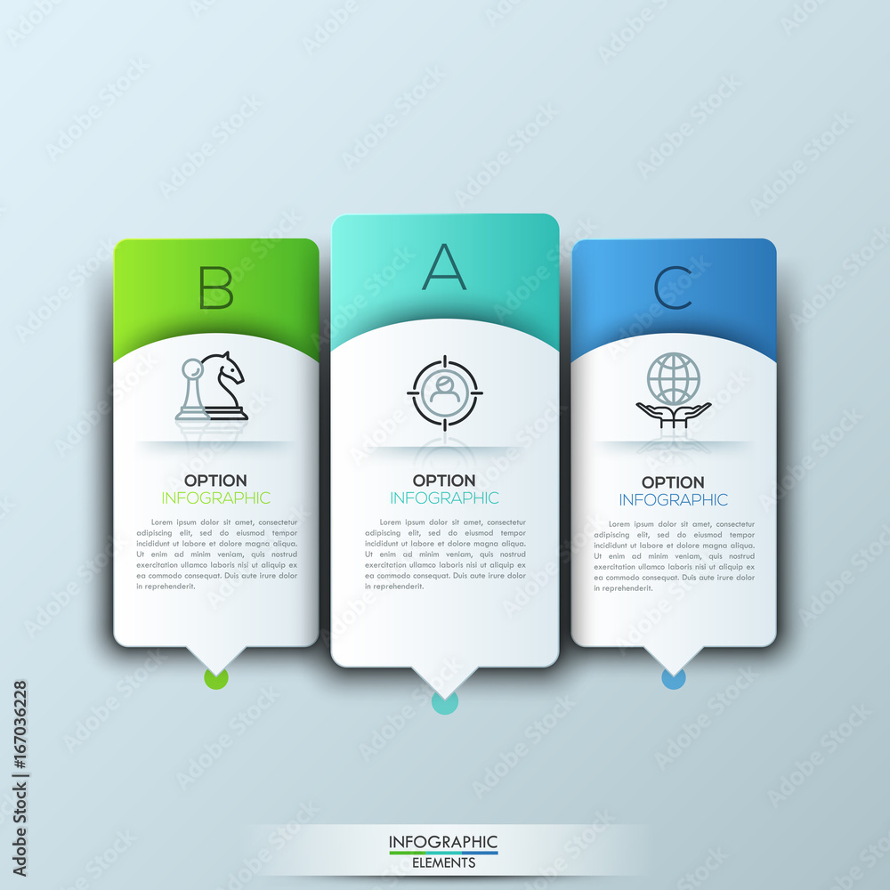 Modern infographics template with futuristic paper shapes and icons for ...