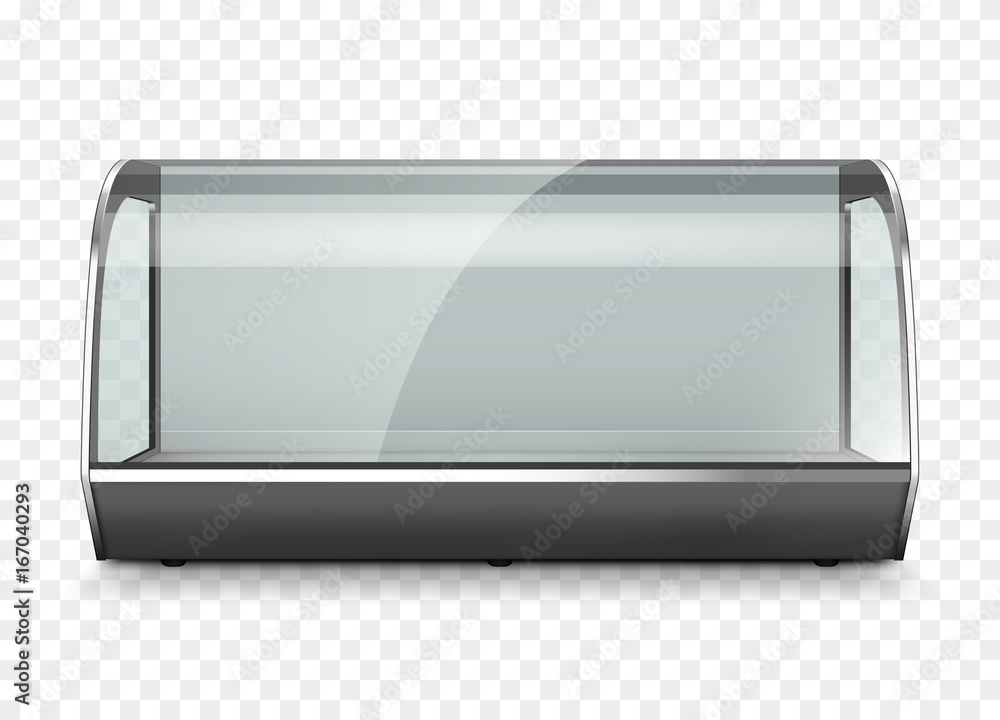 Empty refrigerator display showcase. Isolated on transparent background ...