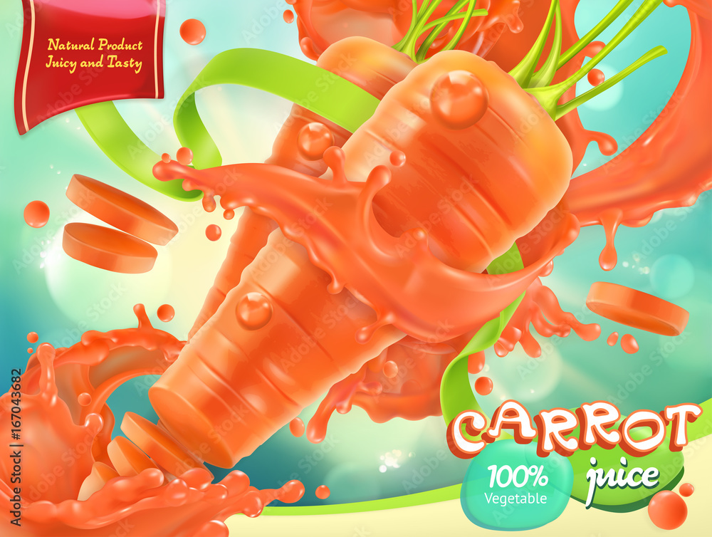 Carrot vegetable. Healthy food. 3d realistic vector, package design ...