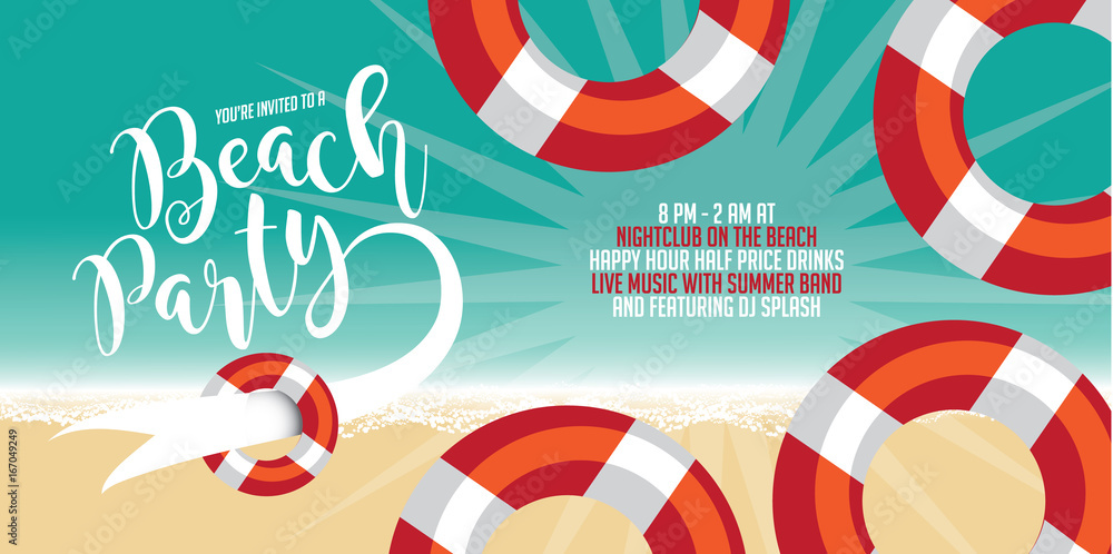 Beach Party pool float repeating pattern poster flyer, marketing or ...