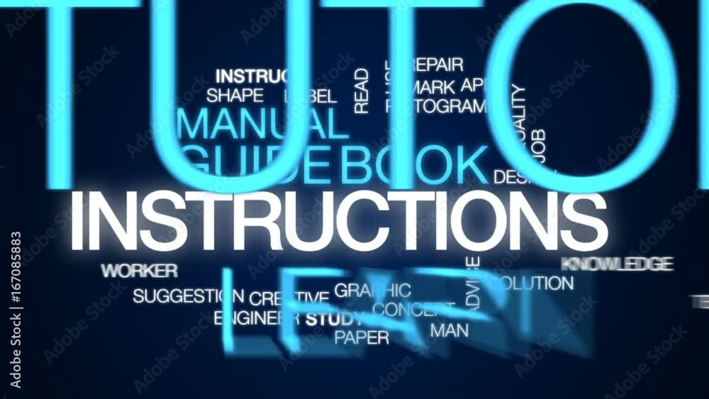 Instructions animated word cloud, text design animation. Stock Video ...