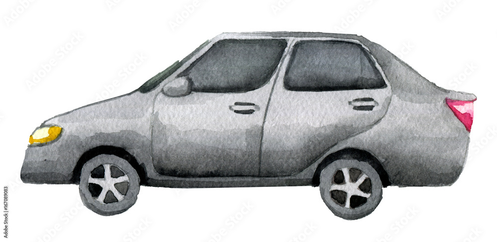 watercolor sketch of car isolated on white background Stock ...