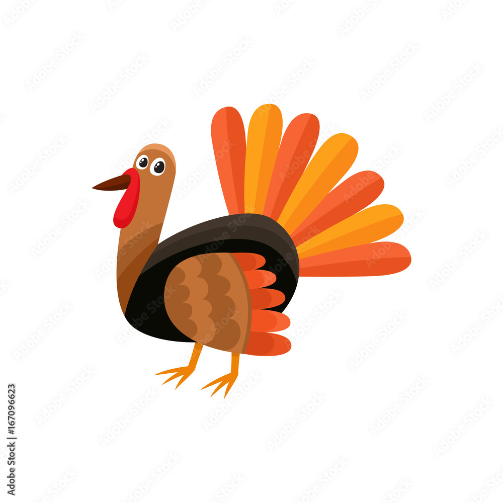 Cute and funny farm hen turkey character, cartoon vector illustration ...