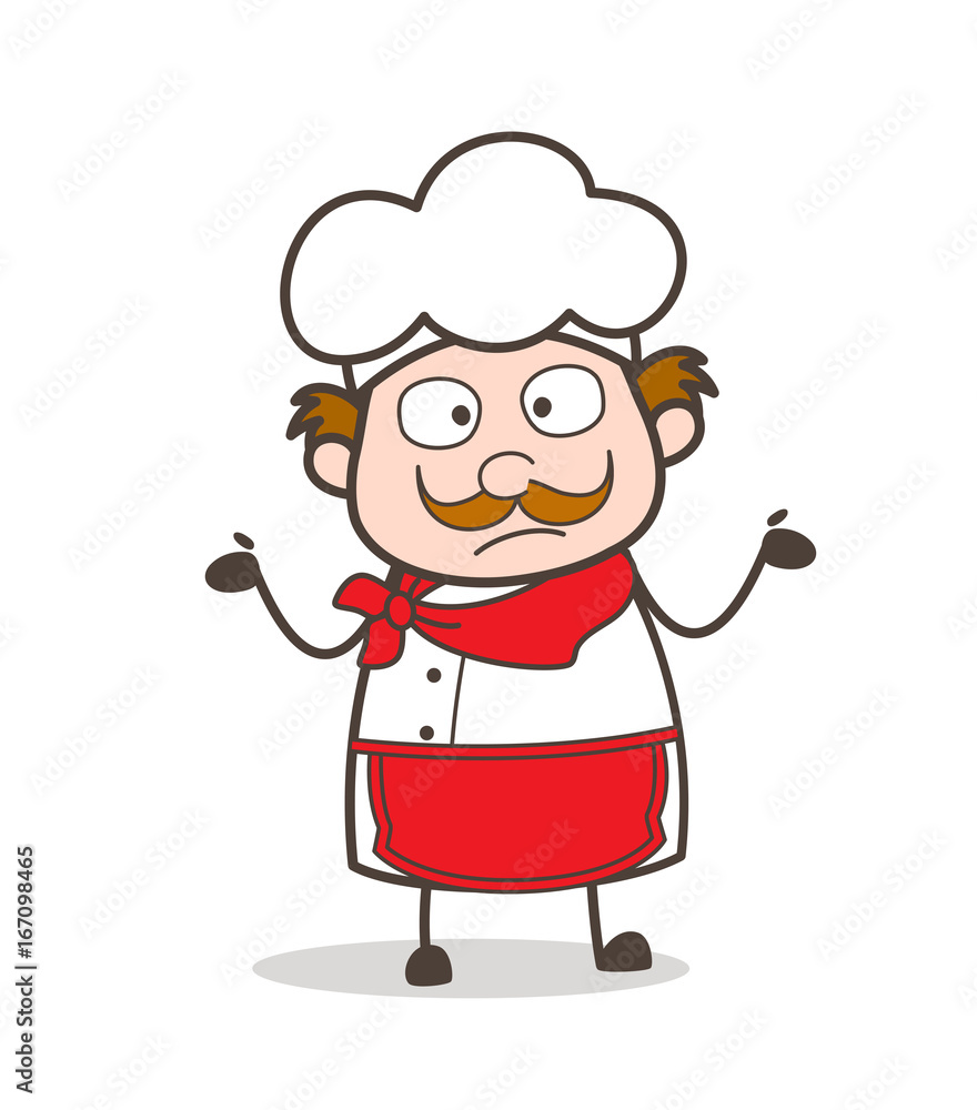 Cartoon Chef Surprised Face Vector Illustration Stock Vector | Adobe Stock