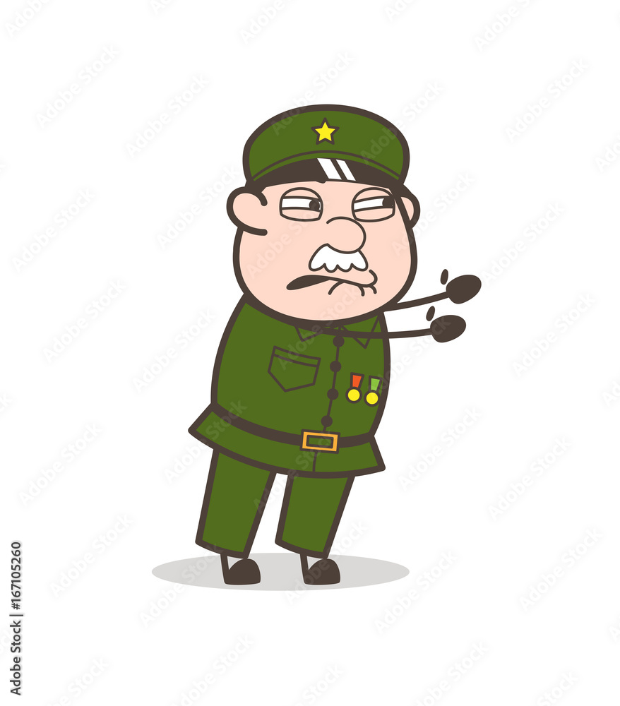 Cartoon Frustrated Sergeant Vector Expression Stock Vector | Adobe Stock
