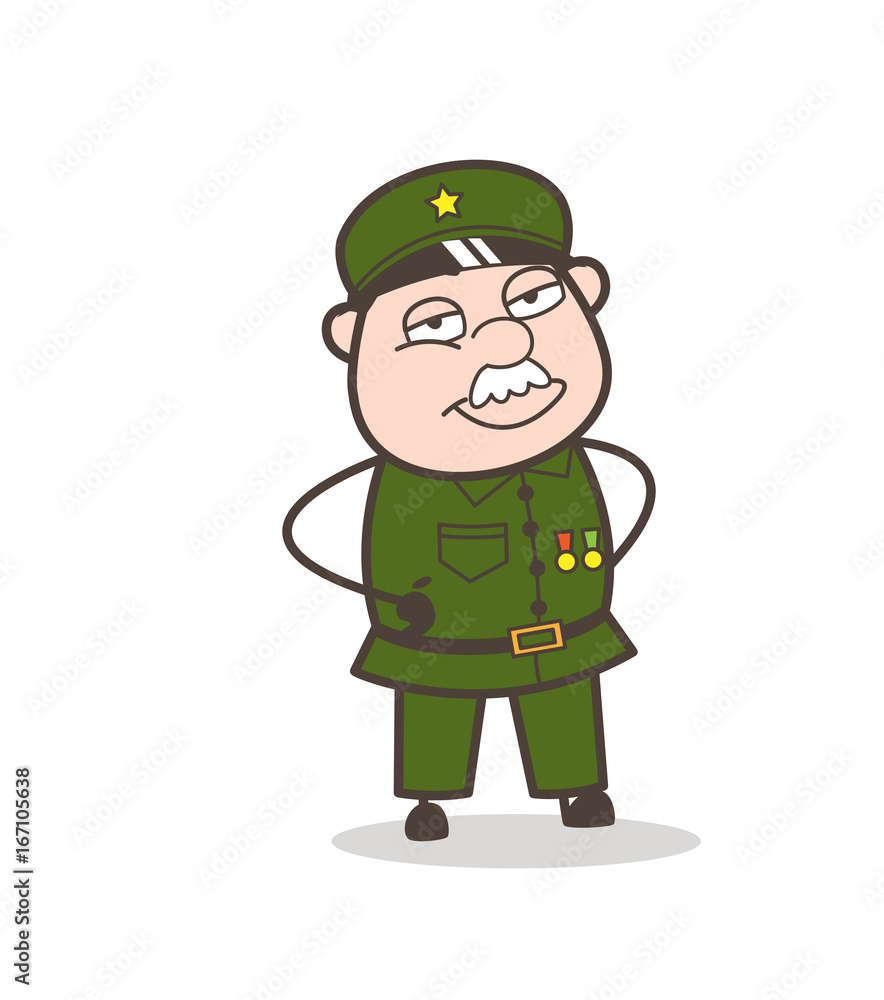 Cartoon Cunning Sergeant Smiling Face Vector Illustration Stock Vector ...
