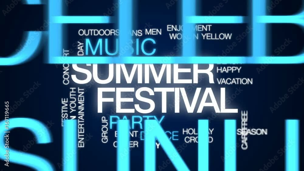 Summer festival animated word cloud, text design animation. Stock Video ...