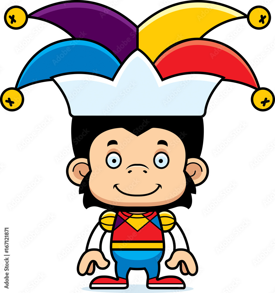 Cartoon Smiling Jester Chimpanzee Stock Vector | Adobe Stock
