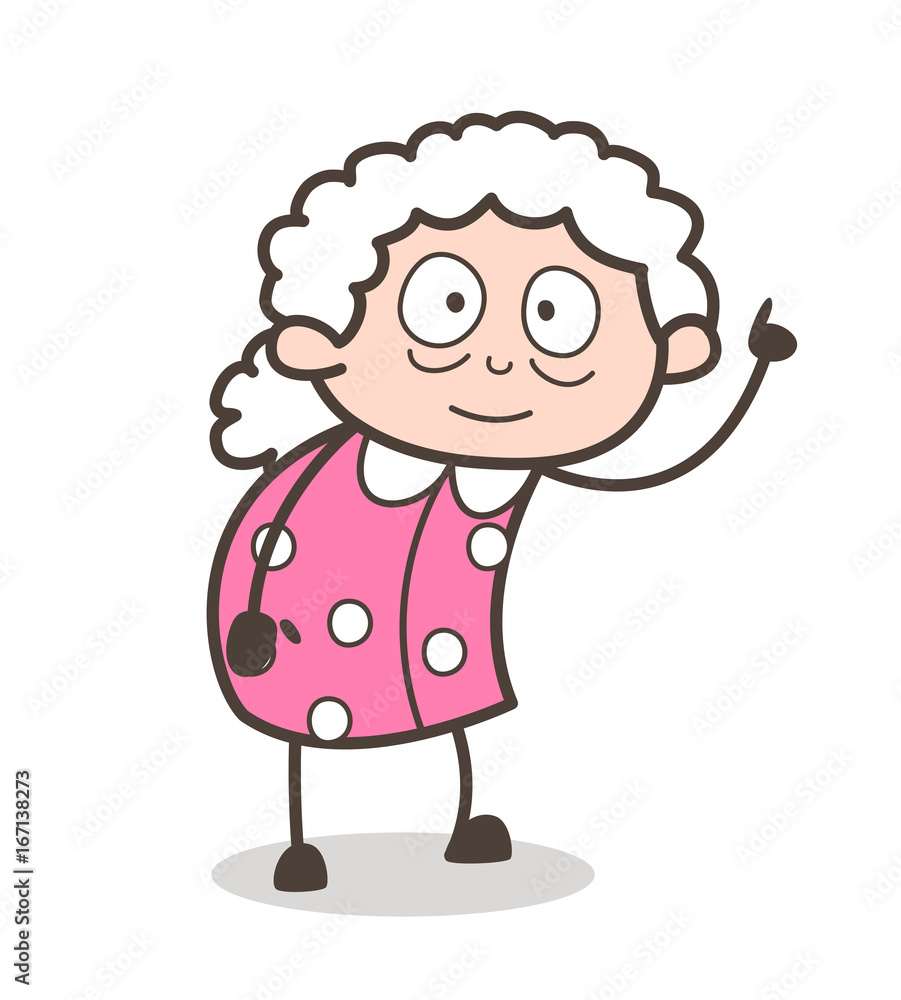 Cartoon Old Lady Pointing Finger Vector Illustration Stock Vector ...