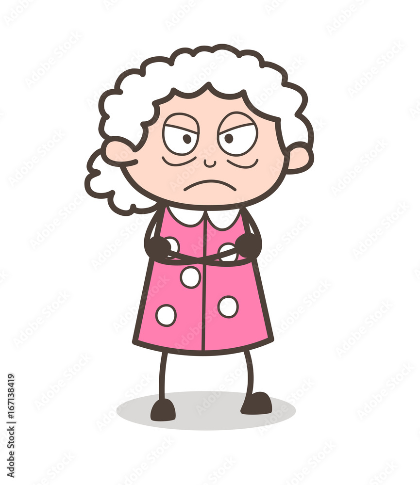 Cartoon Angry Grand Mother Face Expression Stock Vector | Adobe Stock