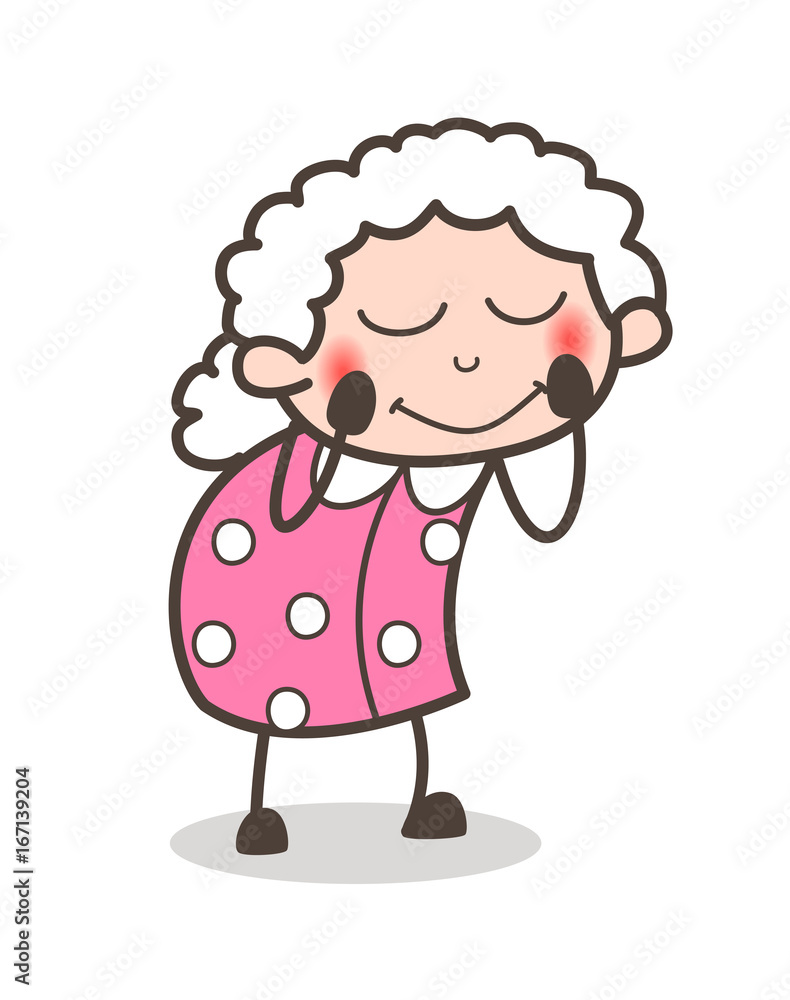 Cartoon Old Woman Blushing Expression Vector Illustration Stock Vector ...