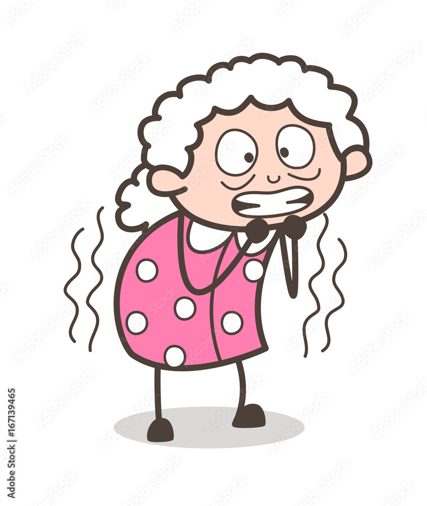 Cartoon Fearful Old Woman Face Expression Vector Illustration Stock ...