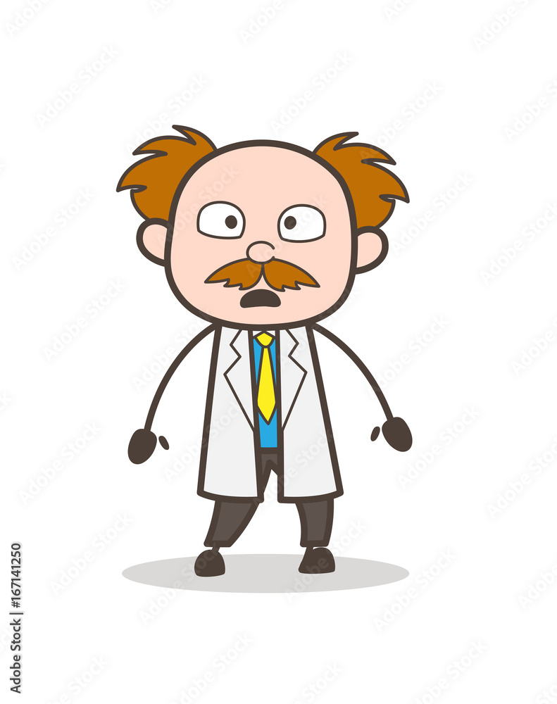 Cartoon Scientist Smirking Face Vector Illustration Stock Vector ...