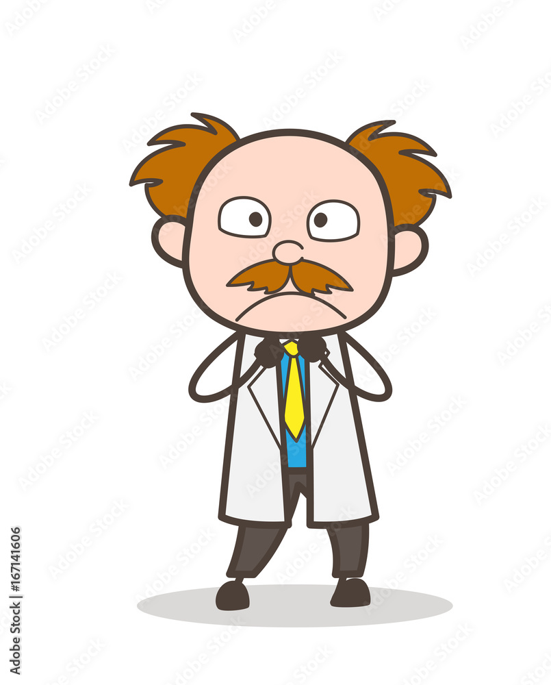 Cartoon Scientist Scared Behavior Vector Illustration Stock Vector ...