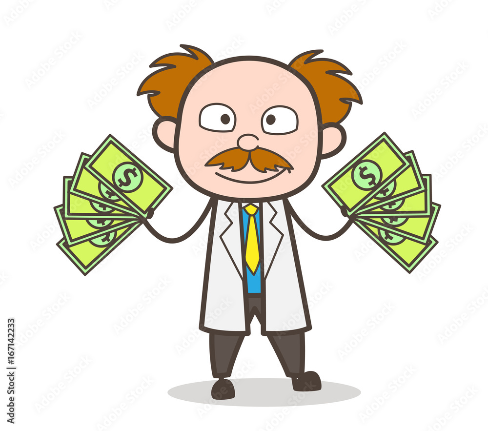 Cartoon Scientist Showing His Earning Vector Concept Stock Vector ...