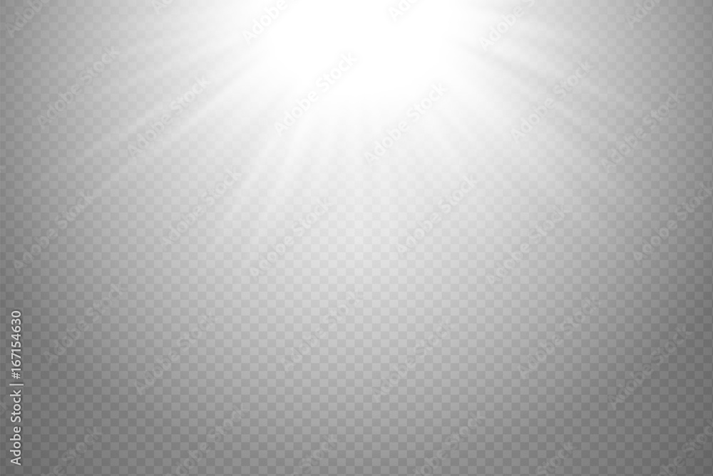 White glowing light burst explosion on transparent background. Vector ...